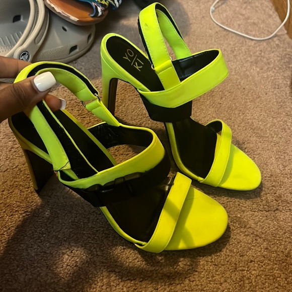 Yoki | Shoes | Lime Green Black Heels | Poshmark